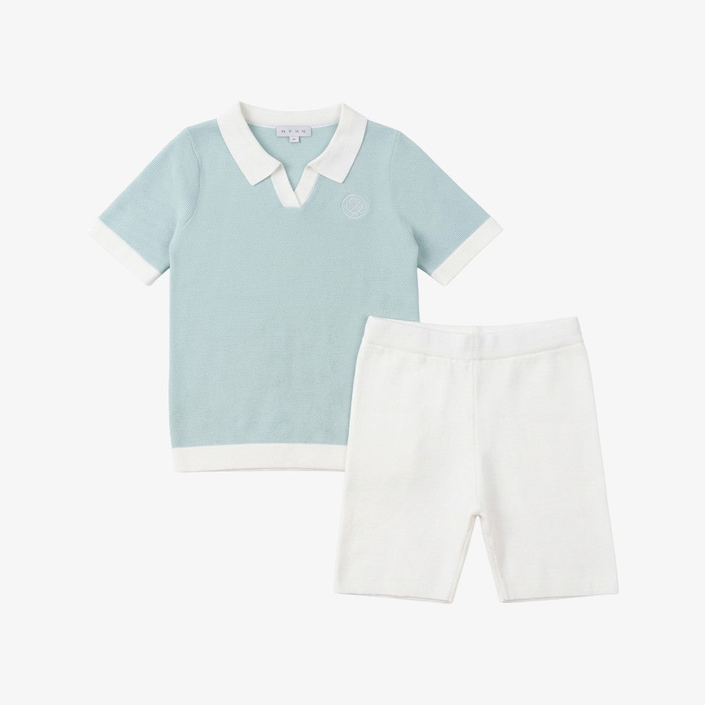 Crochet Knit Sweater And Shorts - Mint–justice-mint – blubellebaby