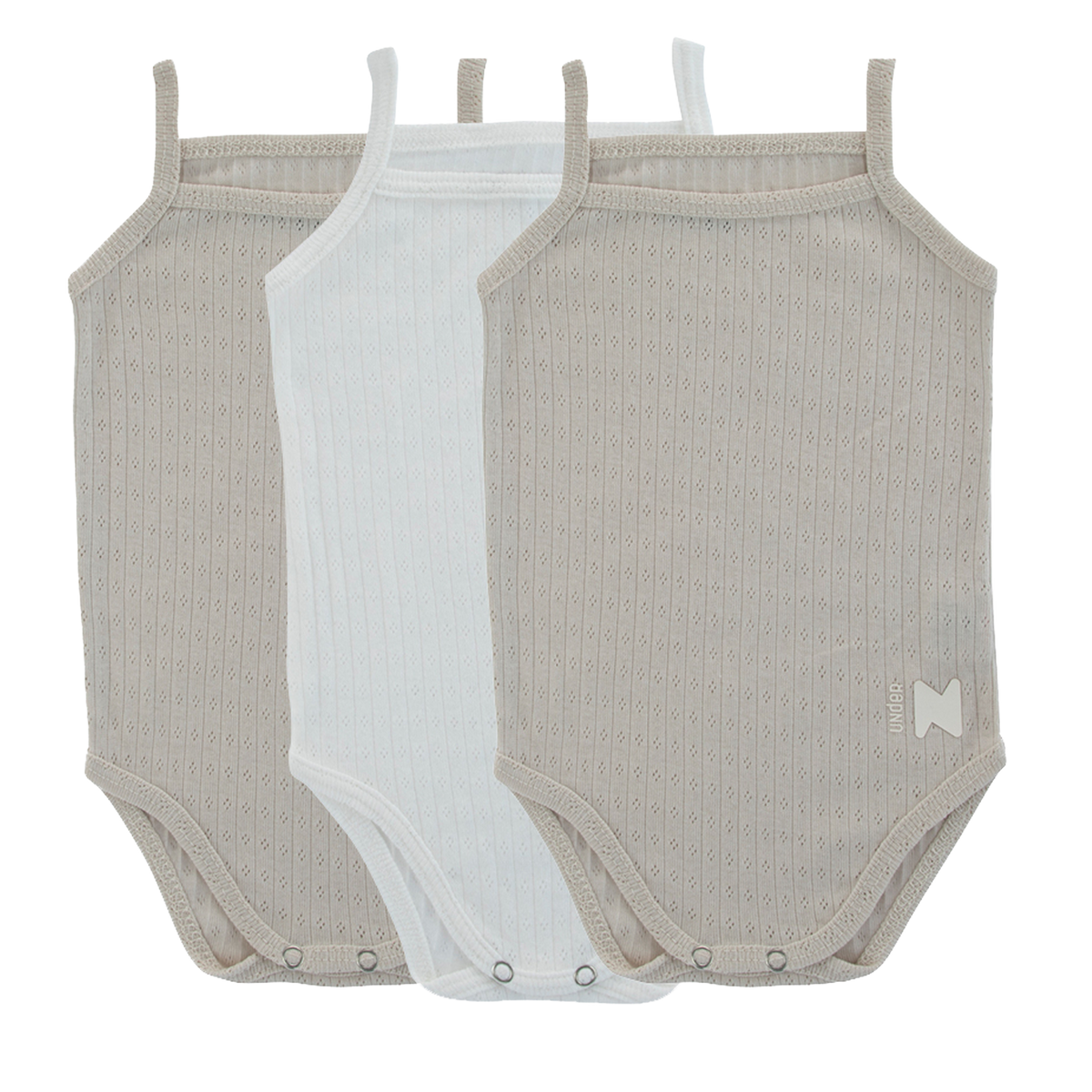 Noggi 3Pk Pointelle Bodysuits - Natural Boy/white